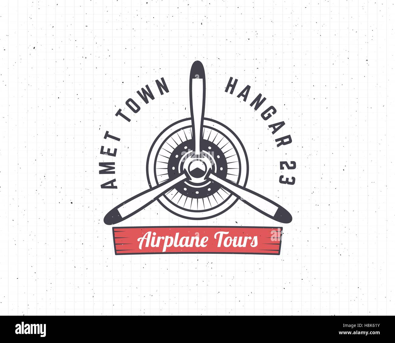 Airplane emblem. Biplane label. Retro Plane propeller badge, design ...