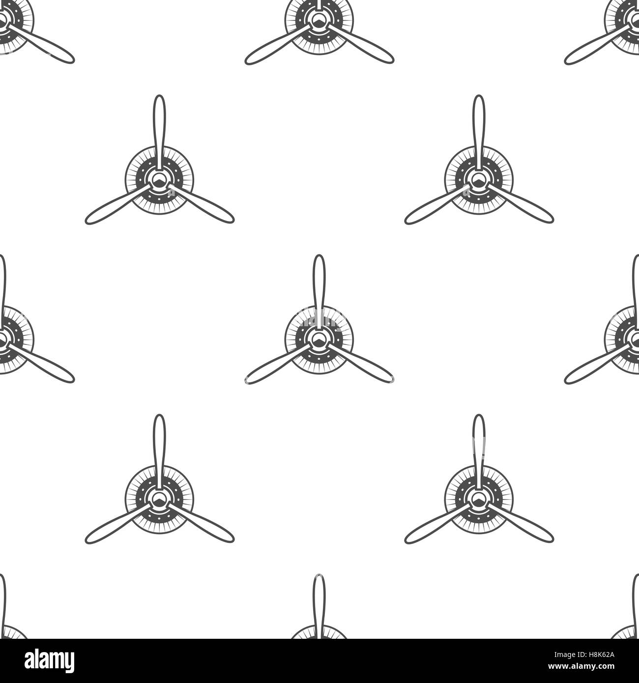 Vintage airplane pattern. Biplane propellers seamless background. Retro ...