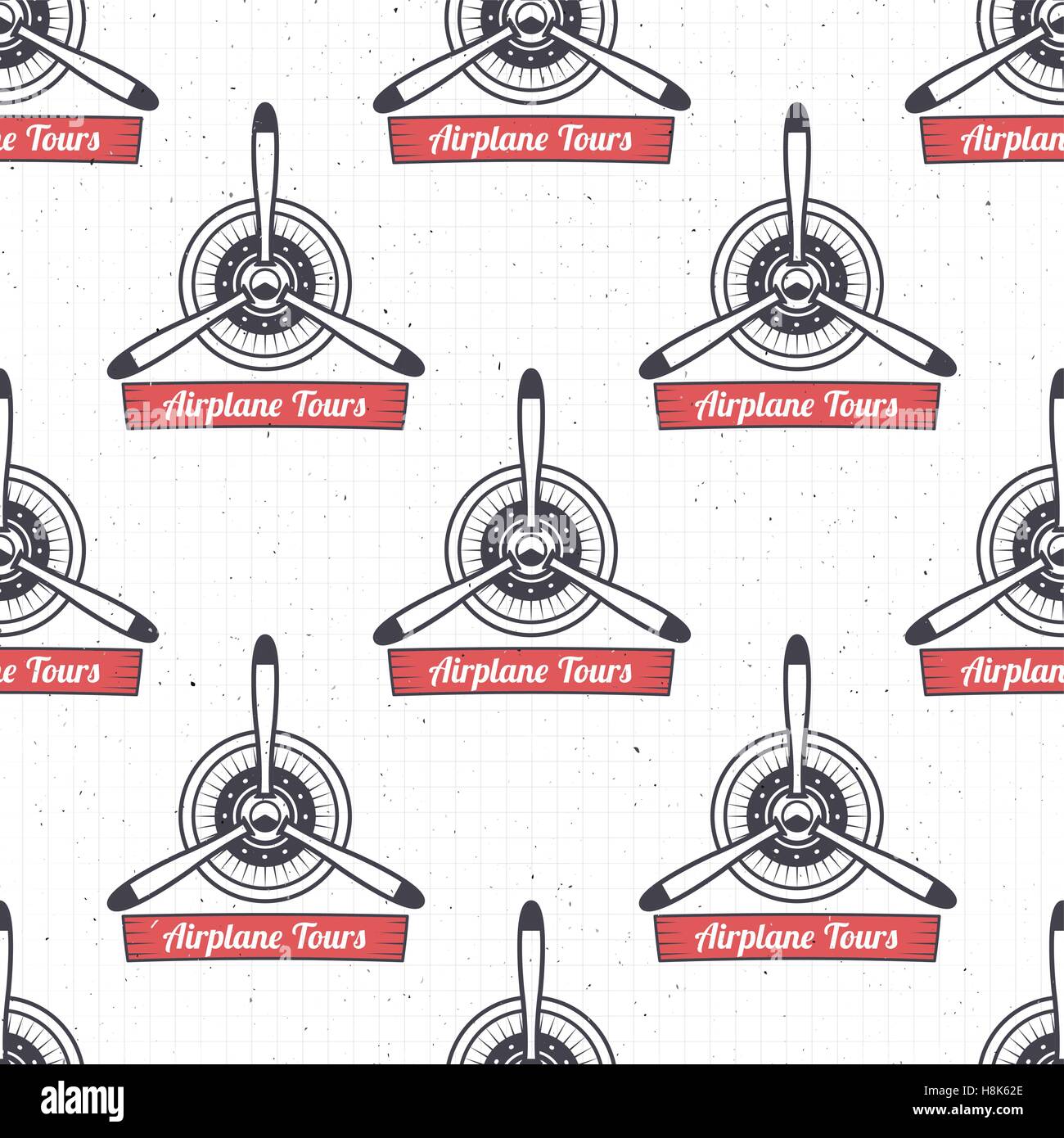Vintage airplane tour pattern. Biplane propellers seamless background ...