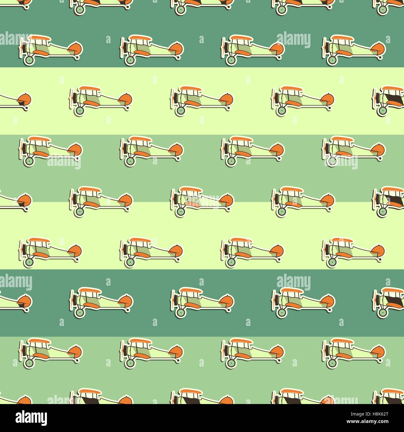 Cute airplane pattern. Doodle style. Old Biplanes seamless background ...