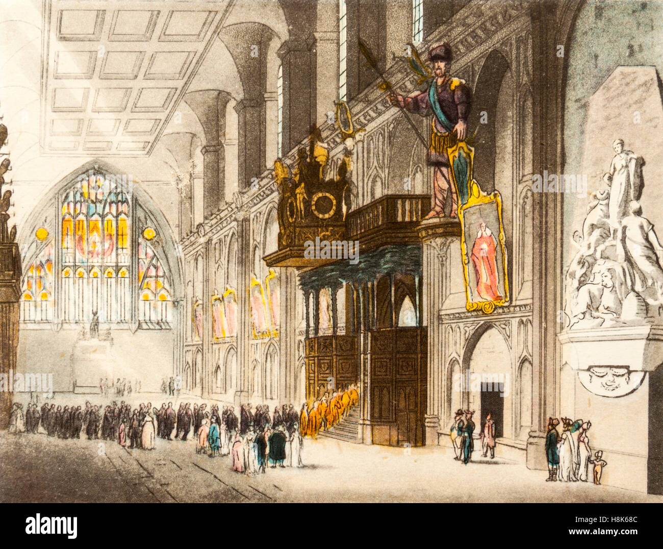 The Great Hall (Guildhall) in Georgian times (1714-1830), a colour ...