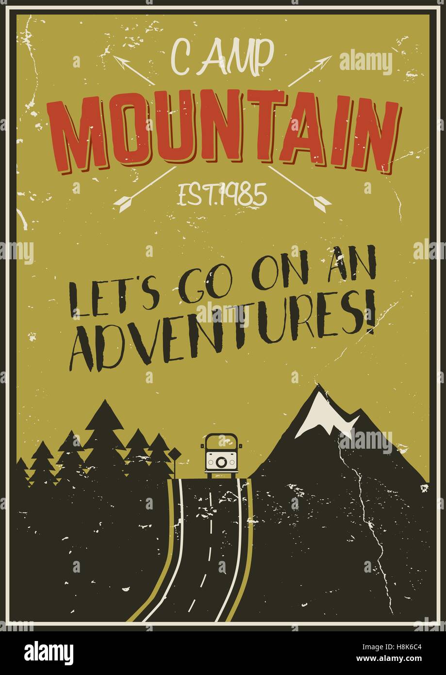 Retro summer or winter holiday poster. Travel and vacation brochure ...