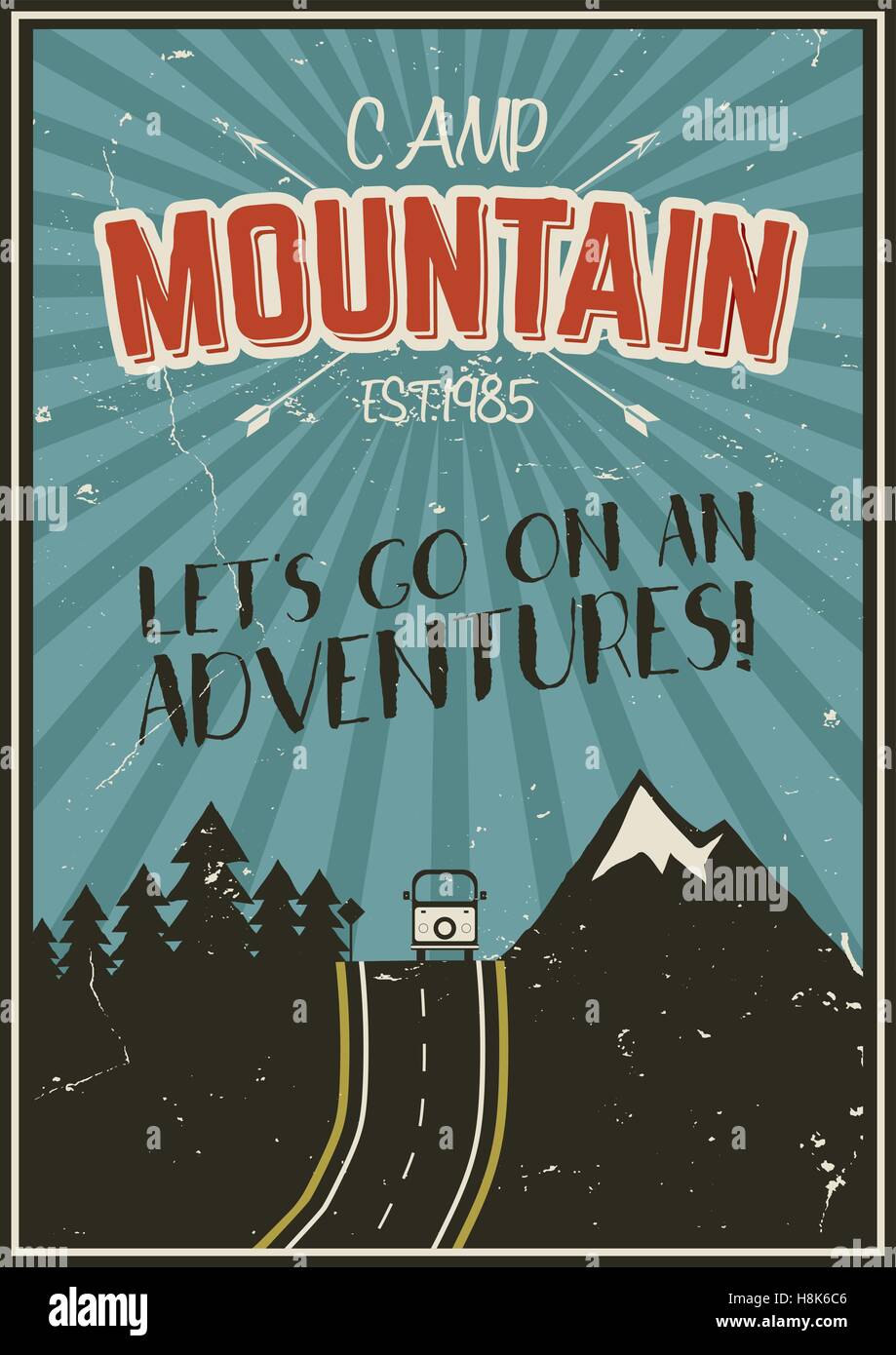 Retro summer or winter holiday poster. Travel and vacation brochure ...