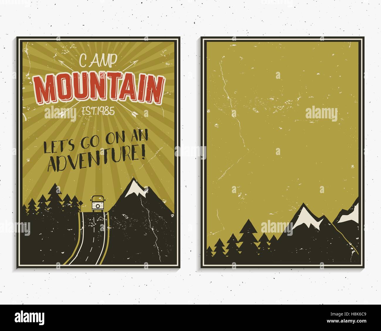 Retro summer or winter holiday posters. Travel and vacation brochure ...