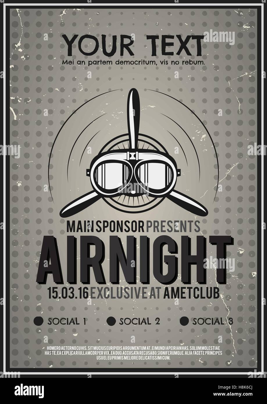 Party Leaflet, airplane brochure, cover, club night page layout ...