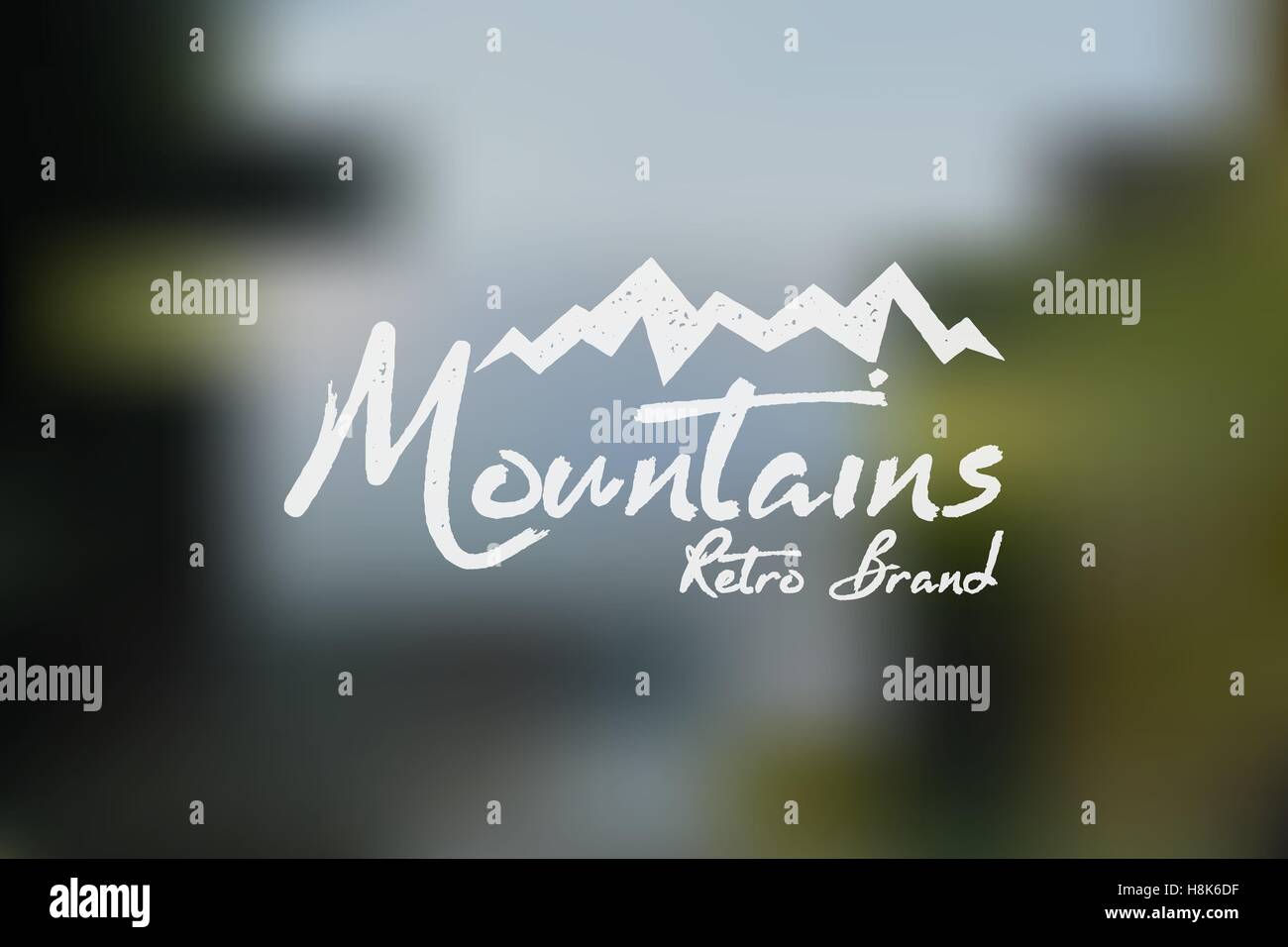 Hand drawn wilderness old style typography poster with retro mountains ...