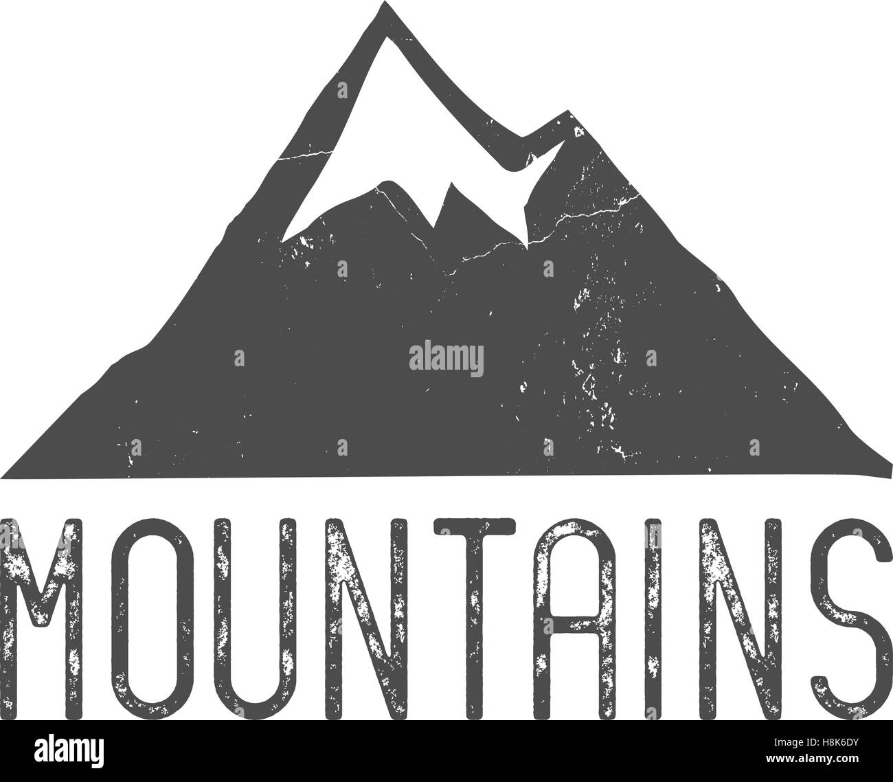 Hand drawn mountain badge. Wilderness old style typography mountain ...