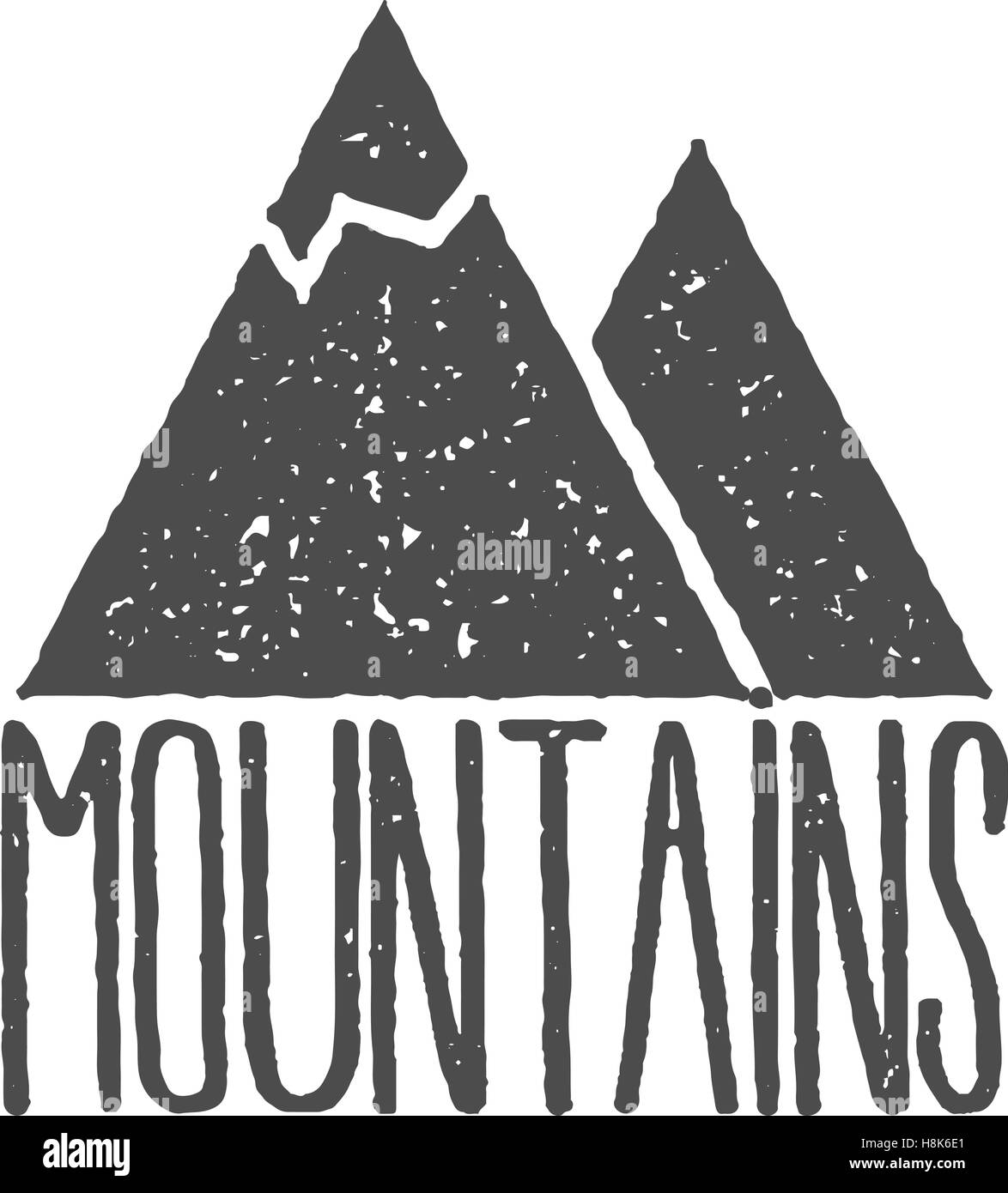 Hand drawn mountain badge Wilderness old style typography label ...