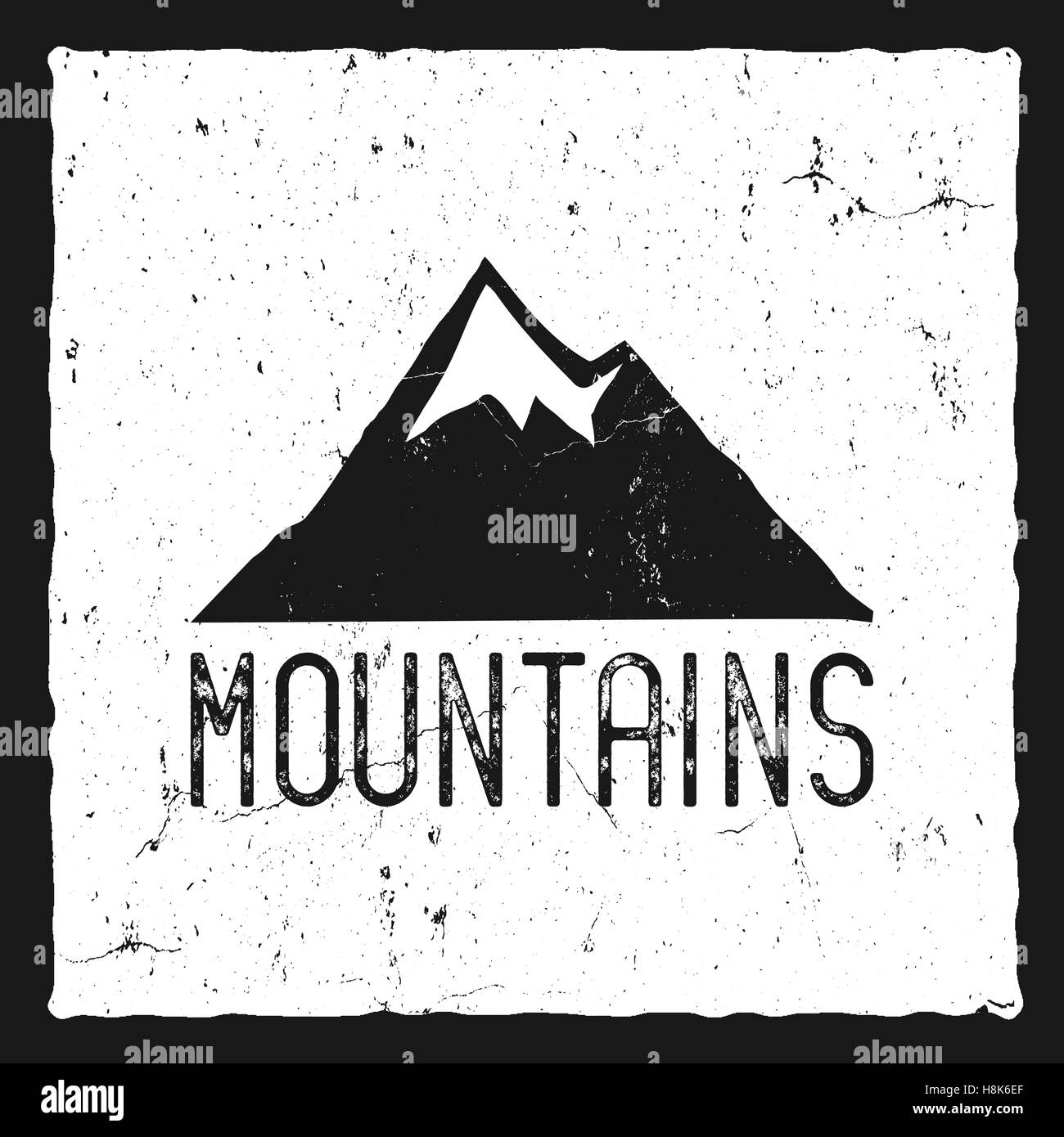 Hand drawn mountain poster. Wilderness old style typography label ...
