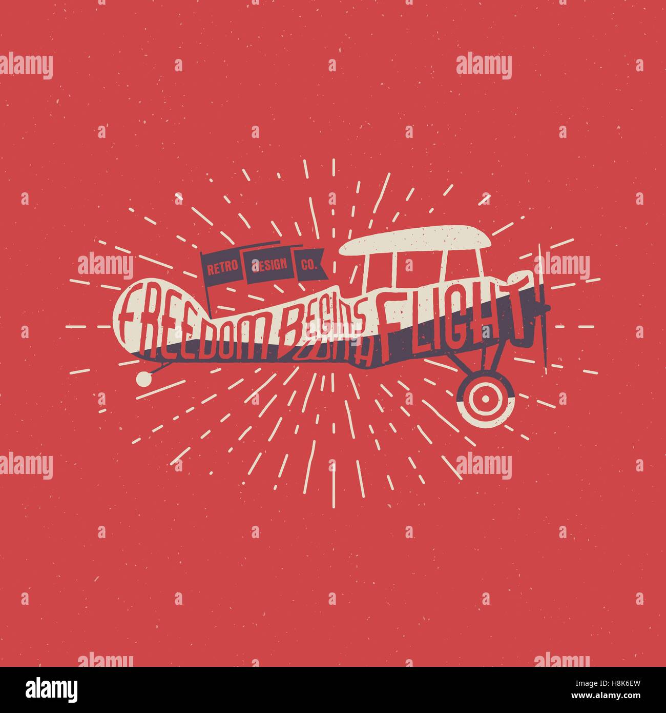 Vintage airplane lettering for printing. Vector old school aircraft ...