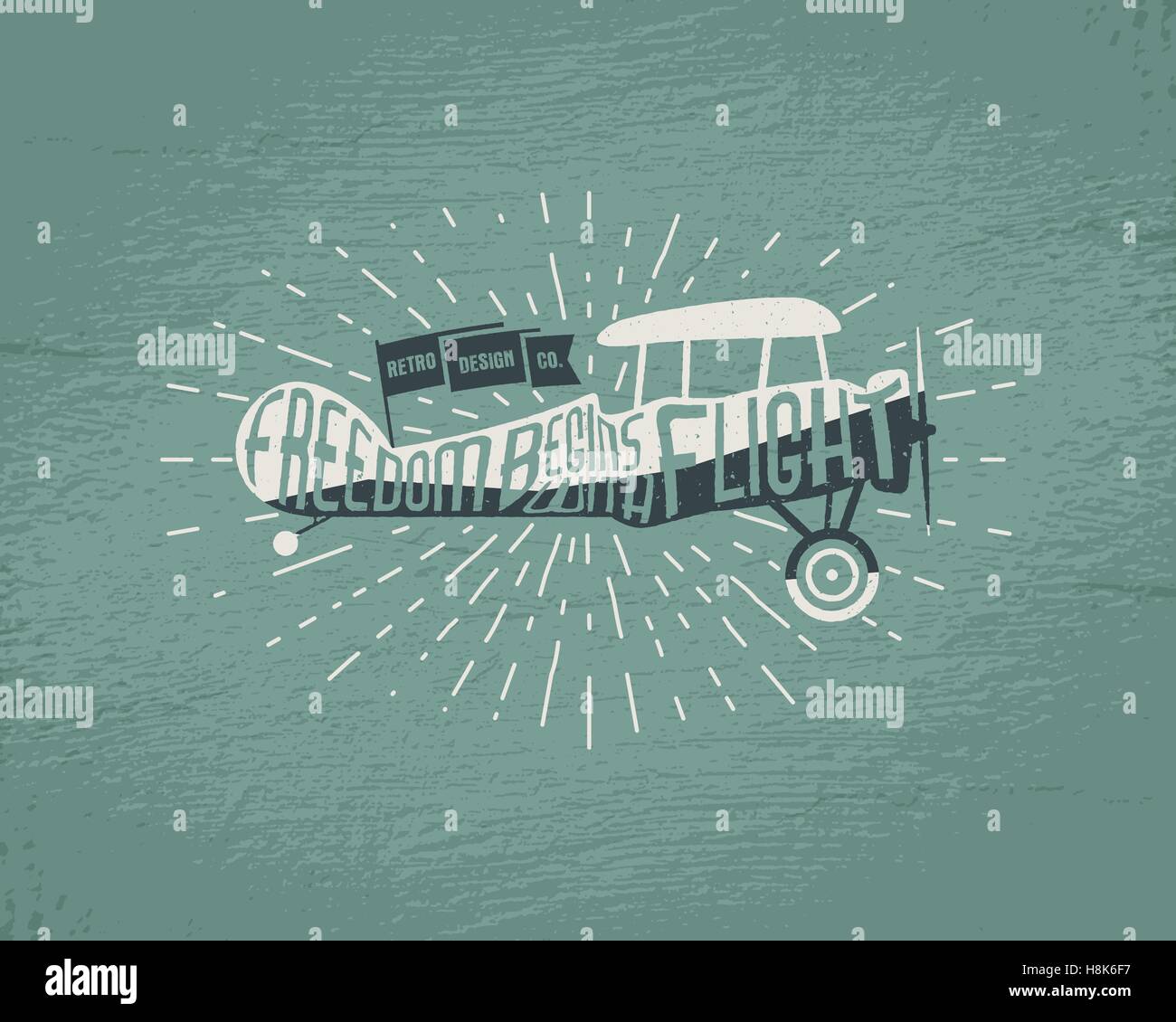 Vintage airplane lettering for printing. Vector old school aircraft ...