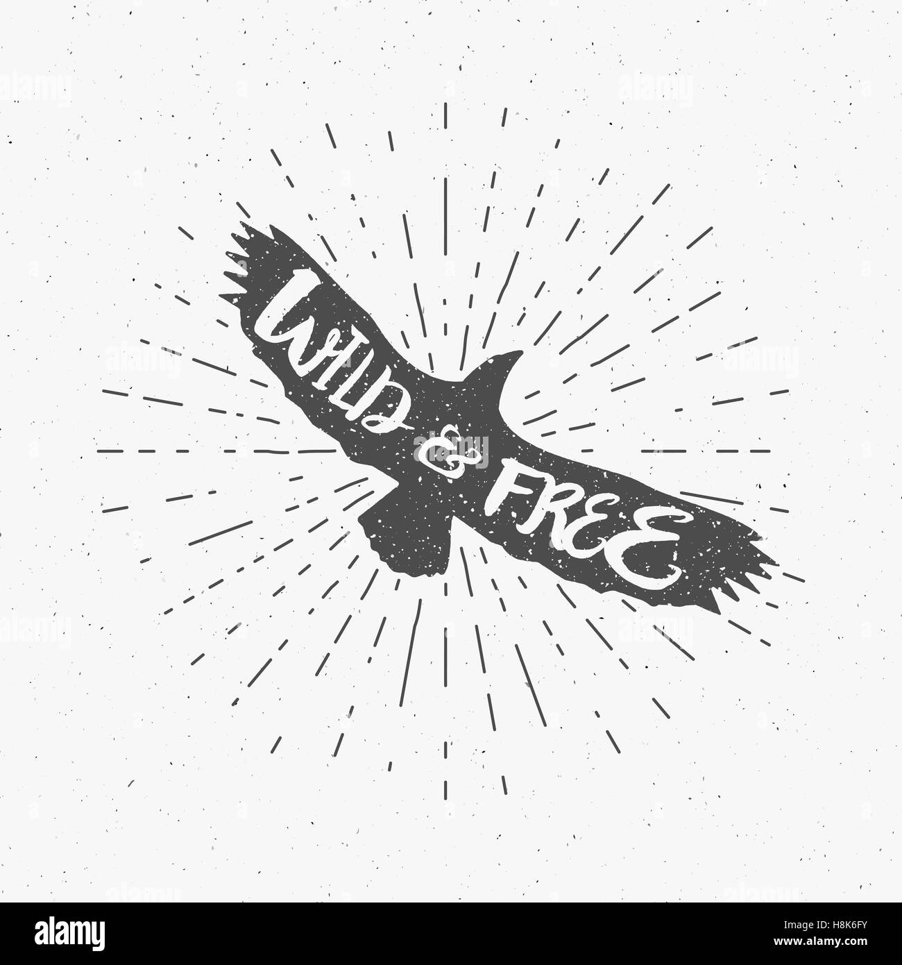 Vintage eagle with hand drawn lettering slogan. Retro silhouette ...