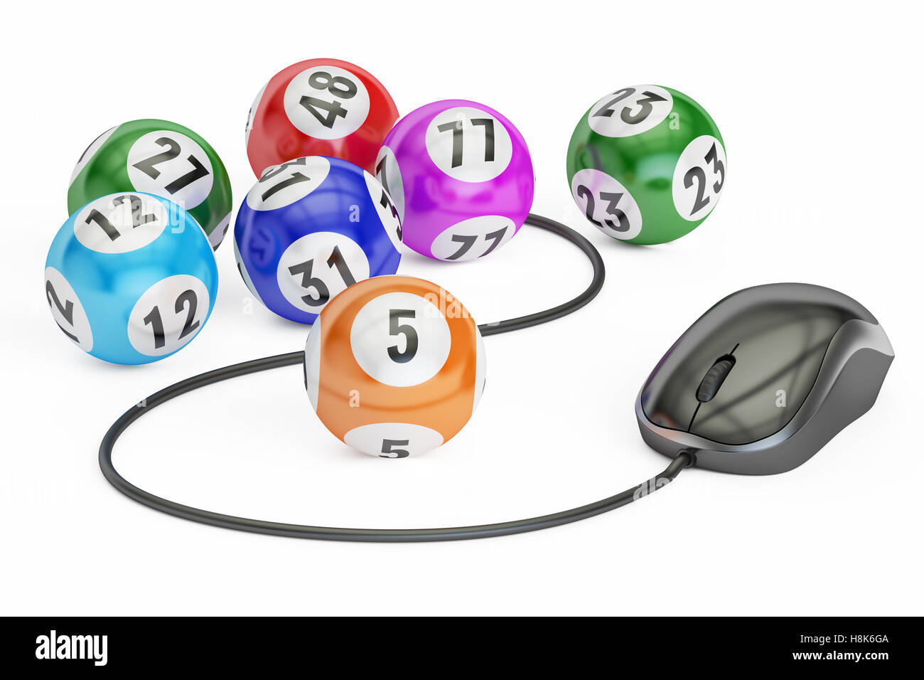 Bingo concept, balls with computer mouse, 3D rendering Stock Photo - Alamy