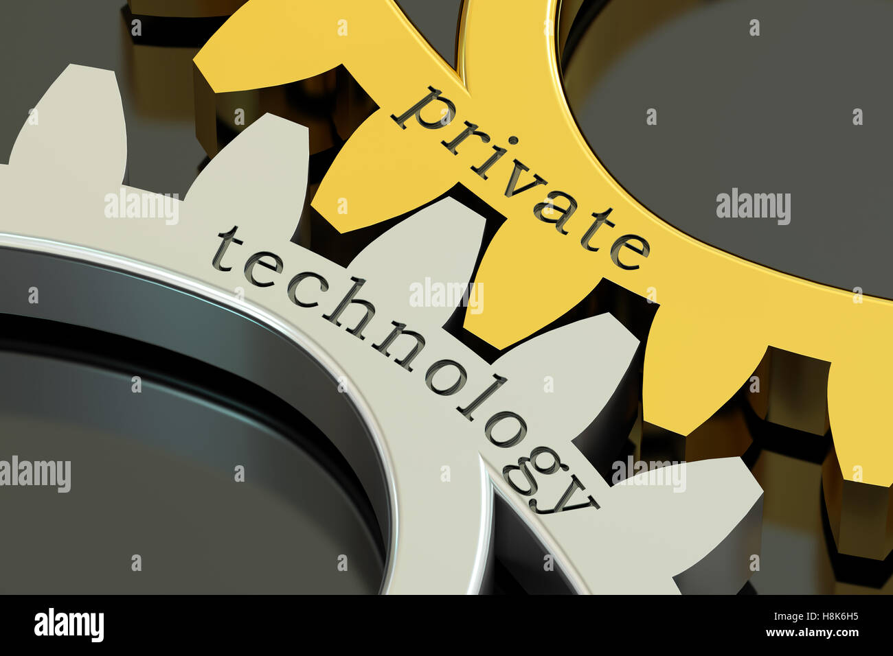 private technology concept on the gearwheels, 3D rendering Stock Photo ...