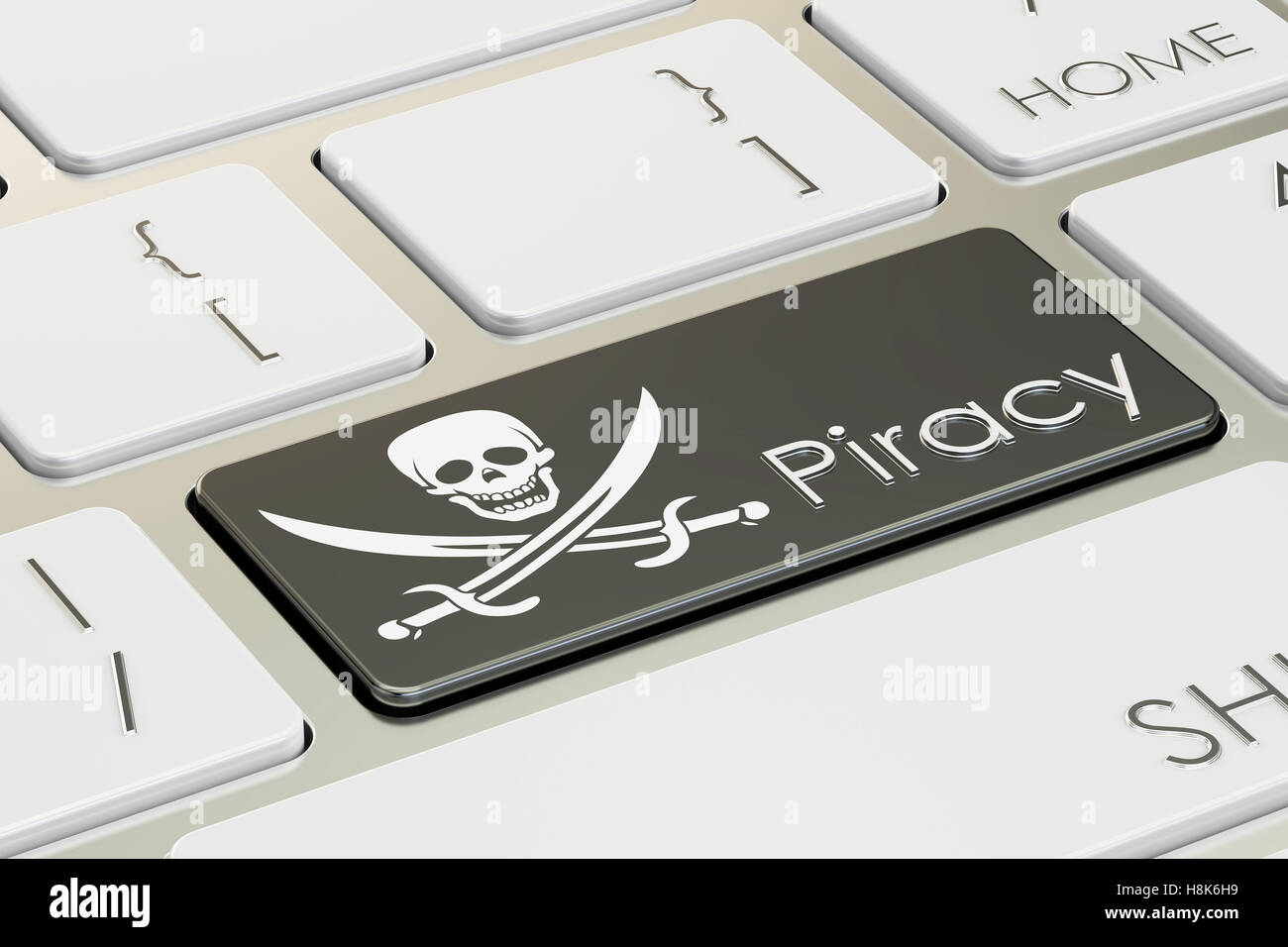 software piracy concept, on the computer keyboard. 3D rendering Stock ...