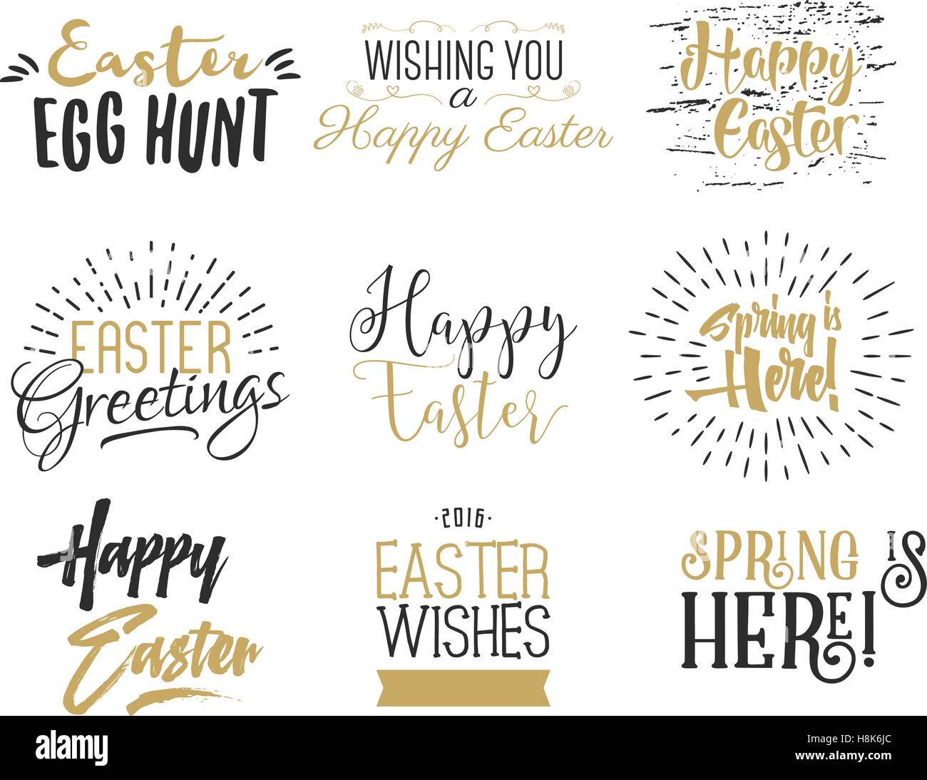 Easter wishes overlays, lettering labels design set. Retro holiday ...
