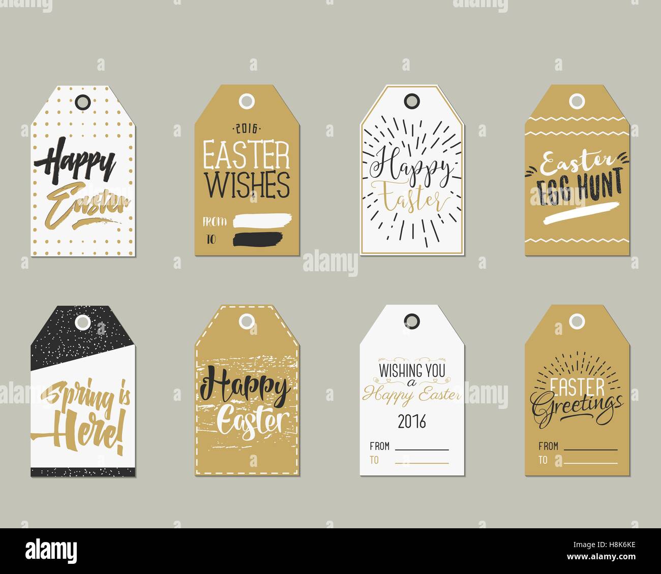 Set of Happy Easter Gift Tags with Ink Lettering signs, Overlay labels ...