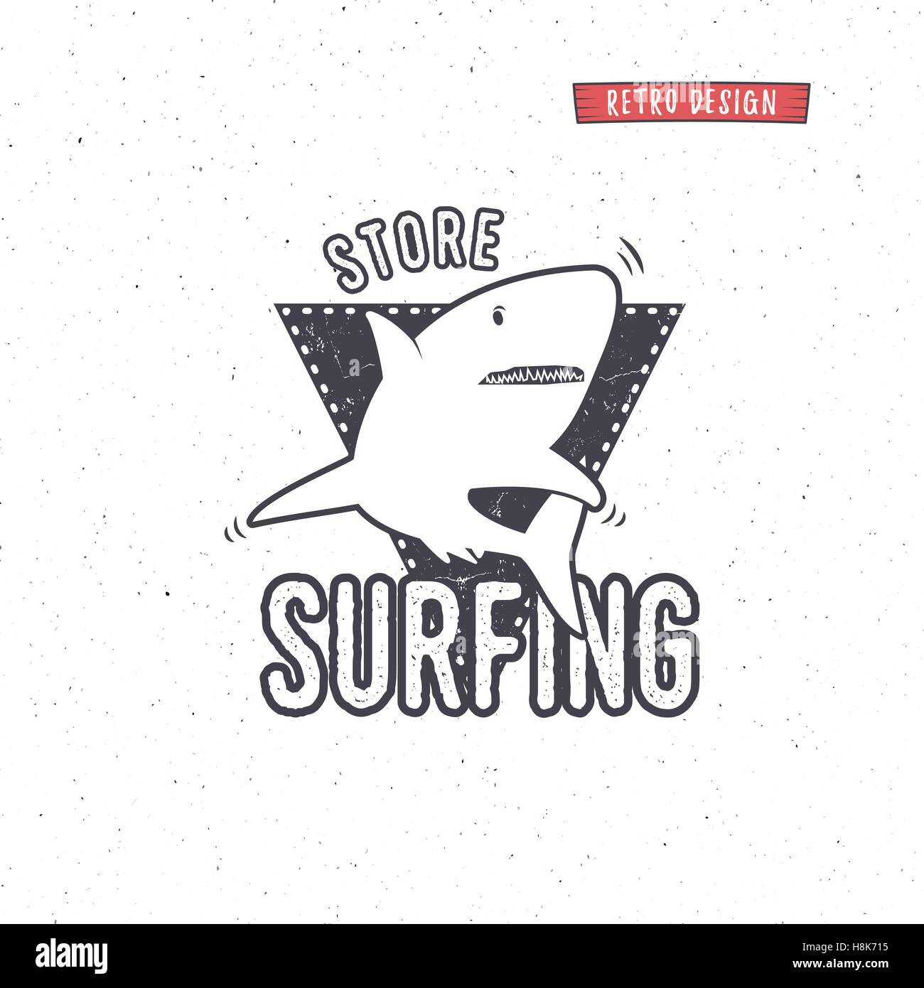 Vintage Surfing Store Badge design. Surf gear shop Emblem for web ...