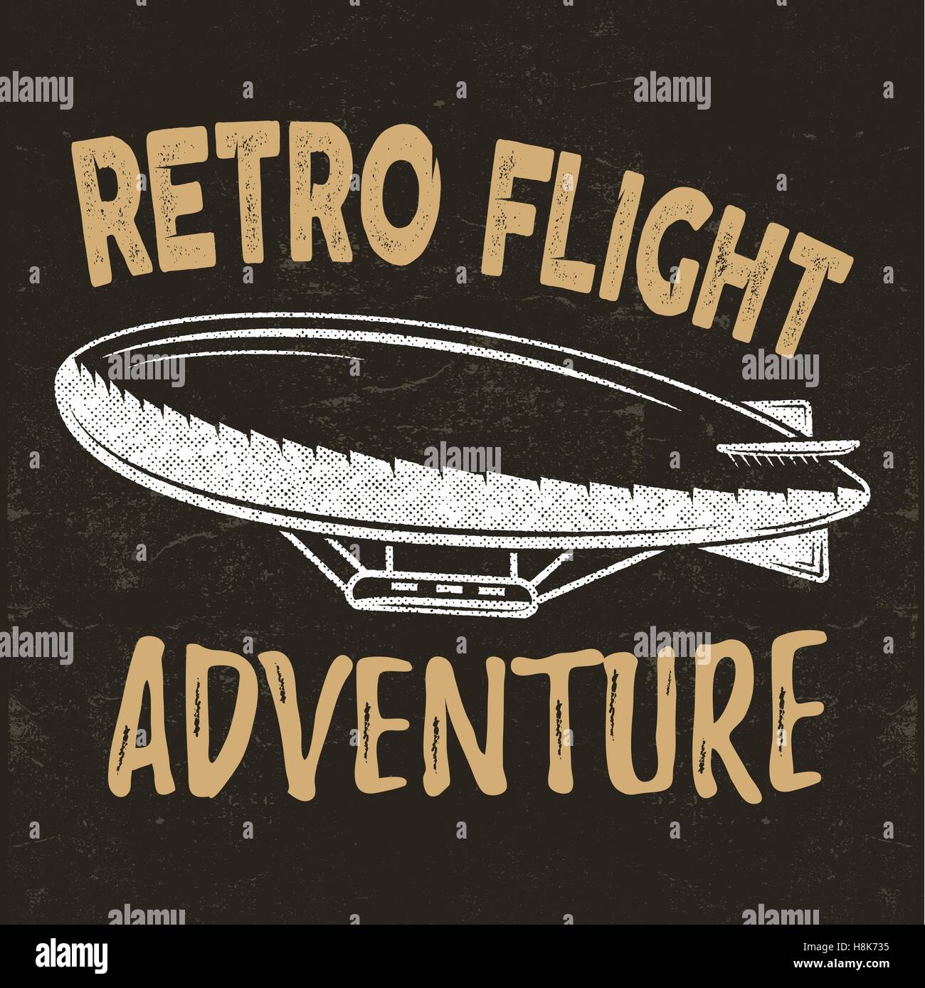 Vector vintage fly print design. Retro flight concept. Airship tee ...
