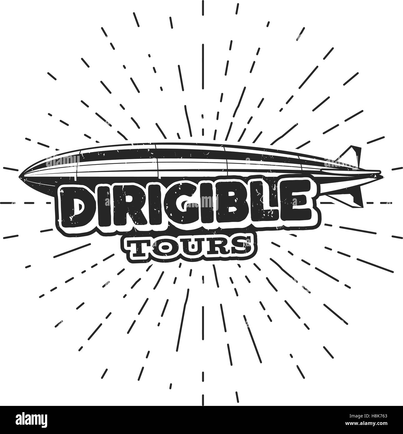 Vintage airship logo design. Retro Dirigible badge, poster. Airplane ...