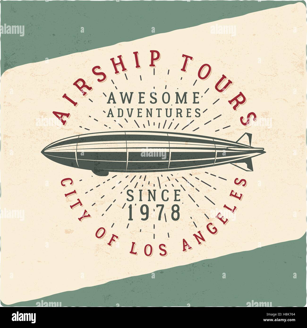 Vintage airship tee design. Retro Dirigible poster. Airplane Label ...