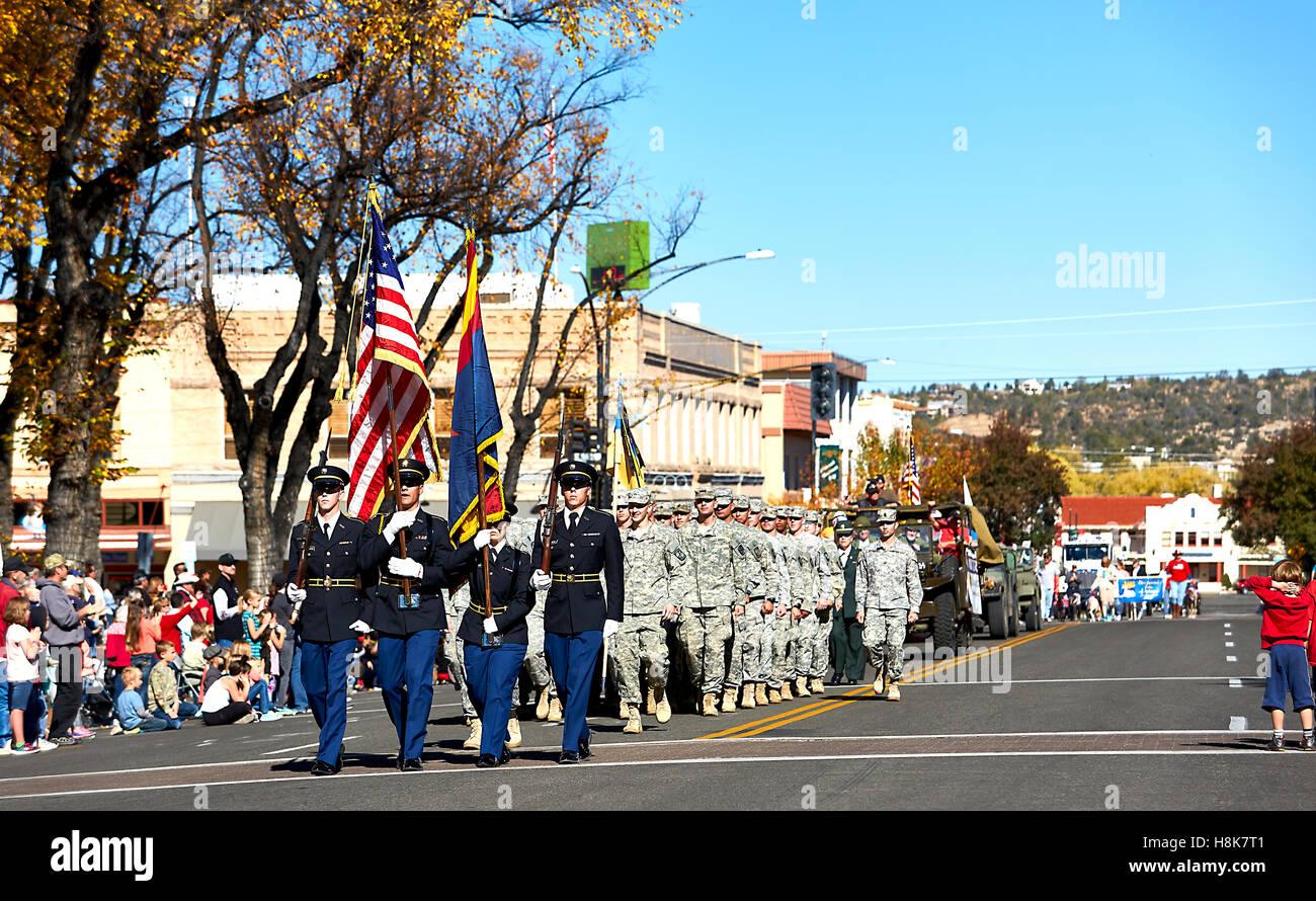 Prescott, AZ, USA - November 10, 2016: Military and cadet ROTC corps at ...