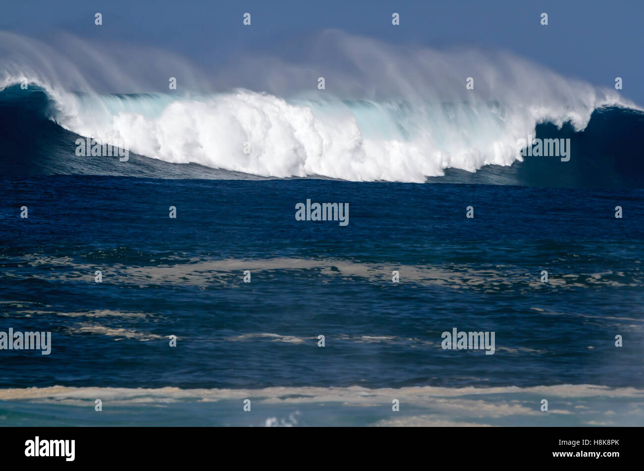A giant beautiful breaking ocean wave on the north shore of Oahu Hawaii ...