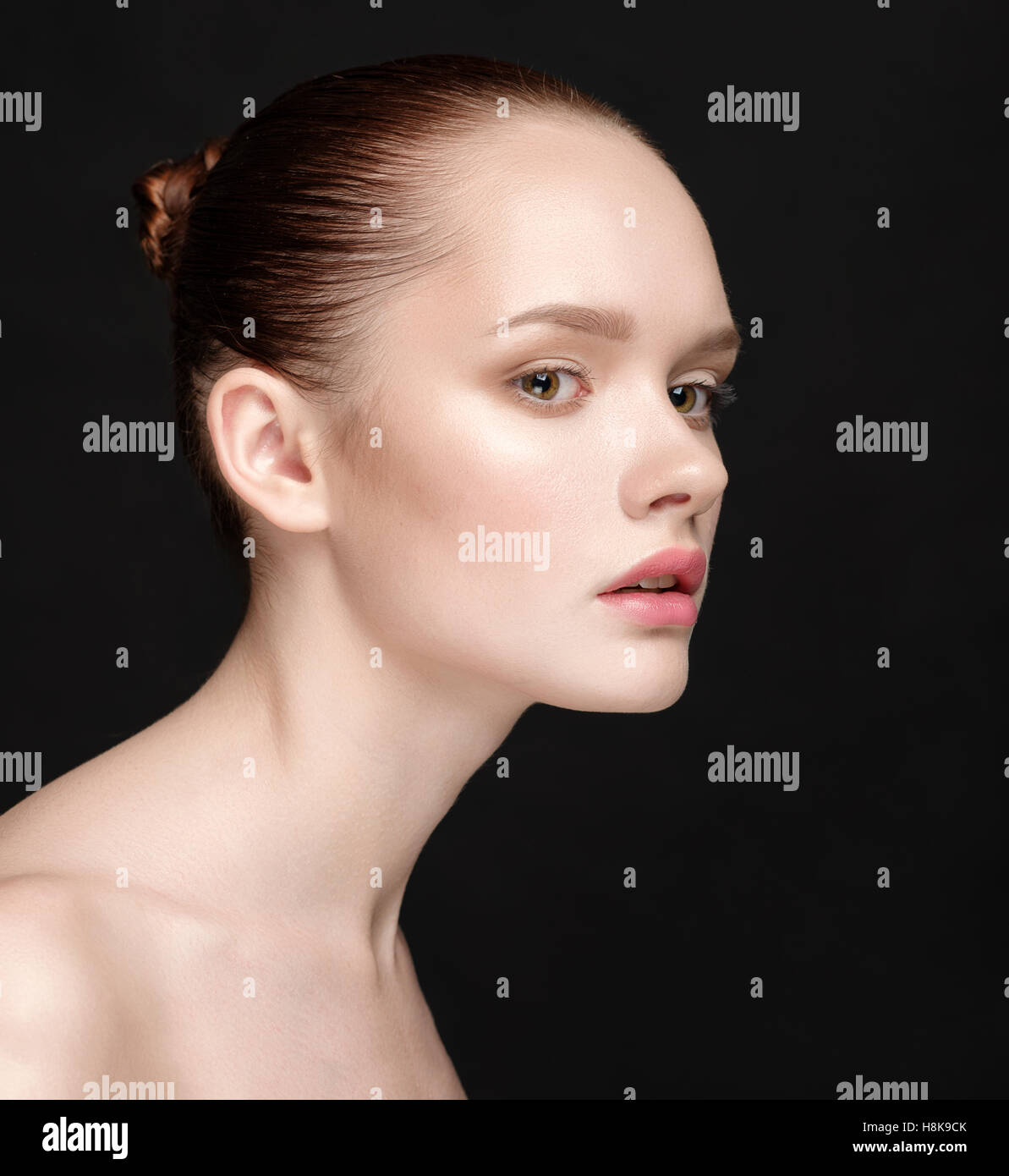 Beautiful woman natural beauty and smooth hair combed. Fashion photo ...