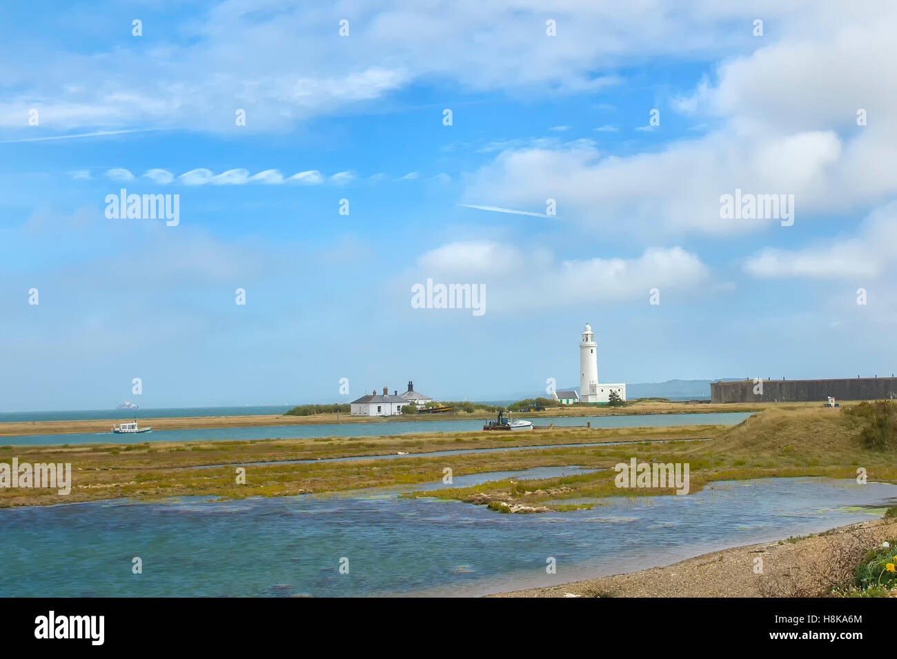 Hurst Point Lighthouse is located at Hurst Point in the English county ...