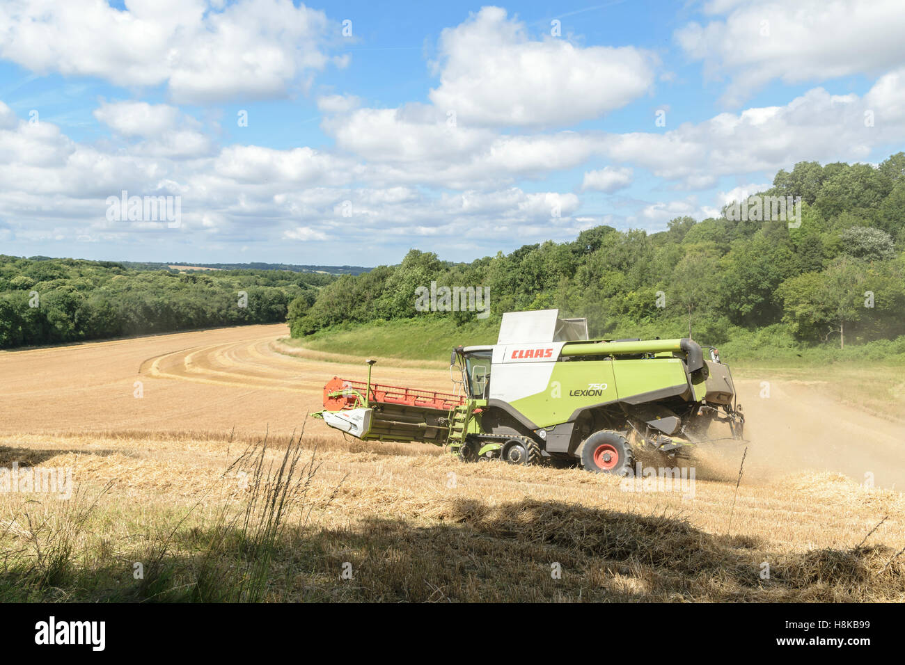 A Claas 750 Lexion Combine Harvester working the fields in Kent Stock ...