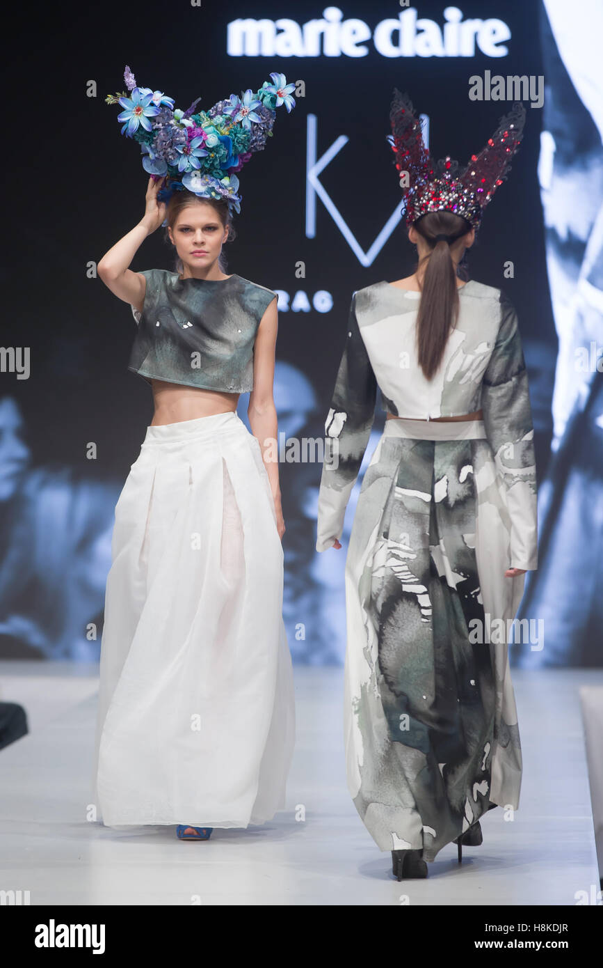 Budapest, Hungary. 12th Nov, 2016. Models present creations of ...