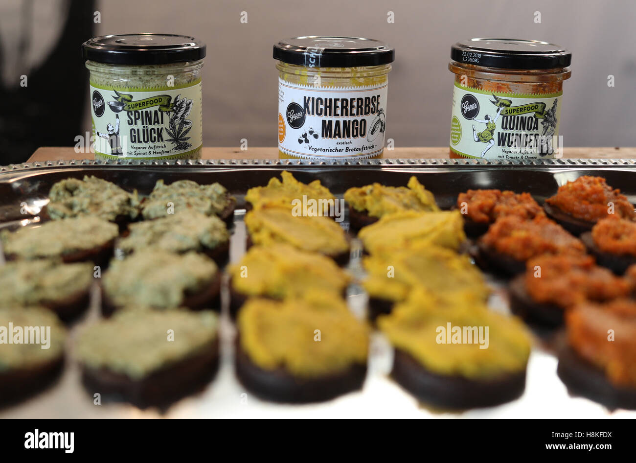 Vegan spread for bread is offered at a stand at the eat&STYLE food ...