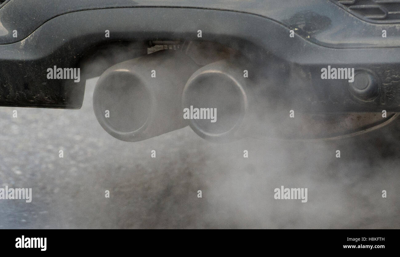 Stuttgart, Germany. 14th Nov, 2016. Exhaust gasses pass through the ...