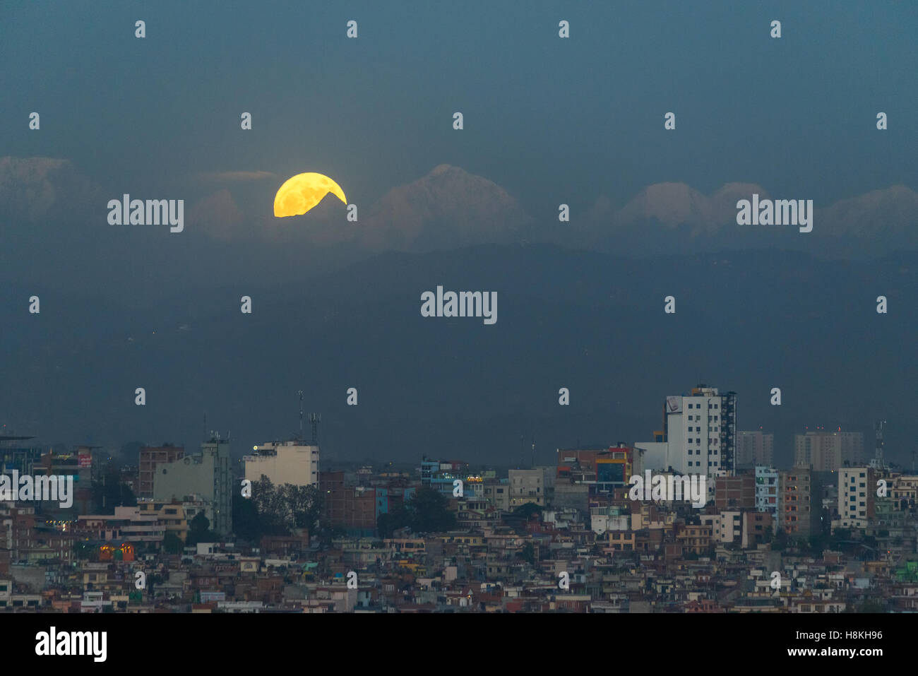 Patan, Nepal. 14 November , 2016. The supermoon rises above the ...