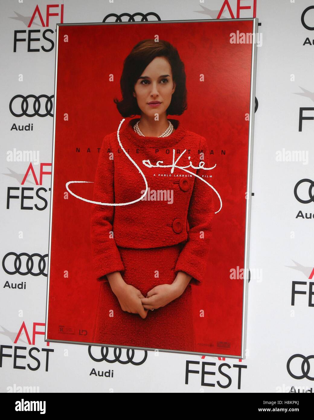 Los Angeles, CA, USA. 14th Nov, 2016. "Jackie" poster at arrivals for ...