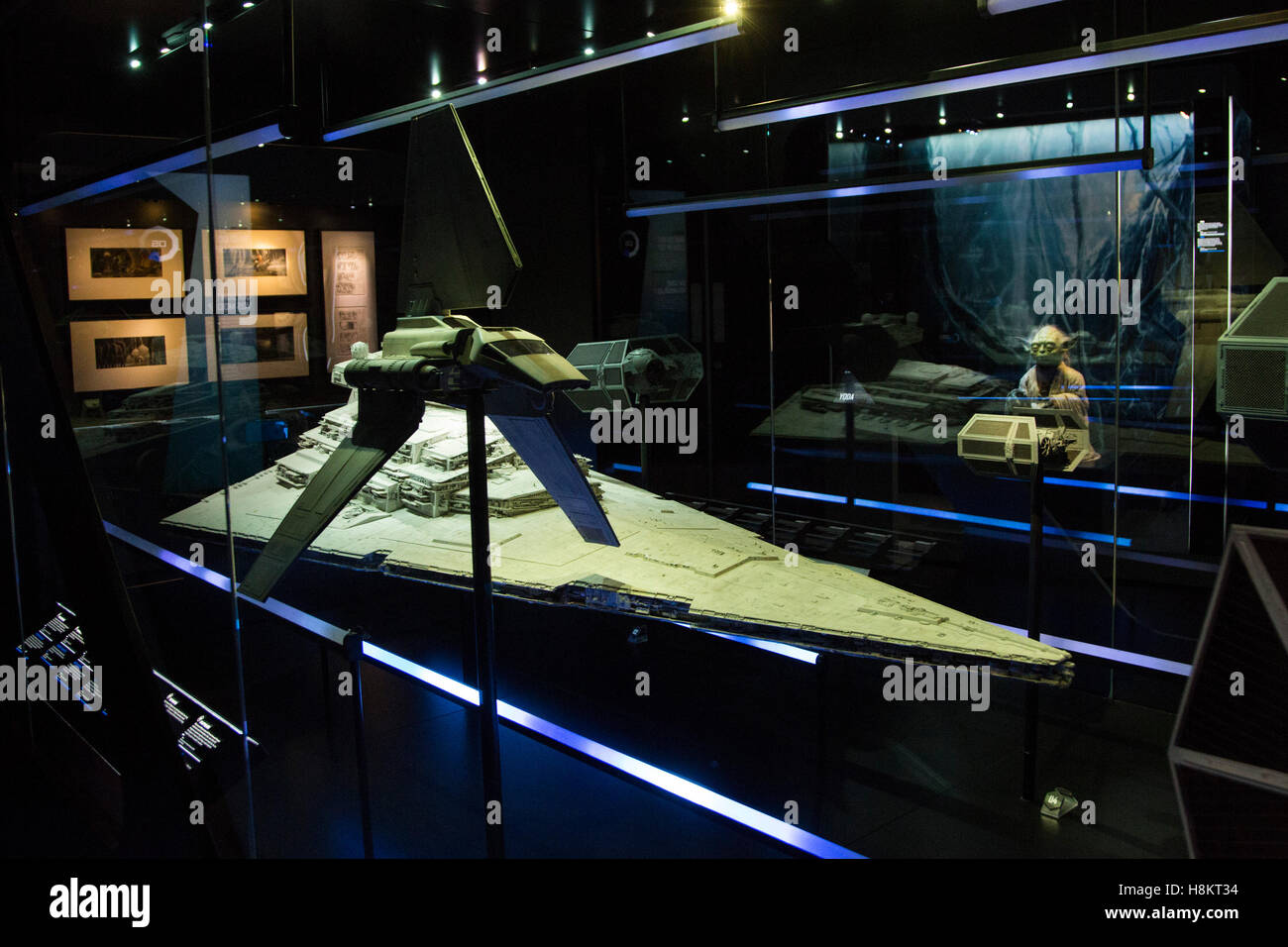 London, UK. 15 November 2016. Model of a Star Destroyer in a display ...