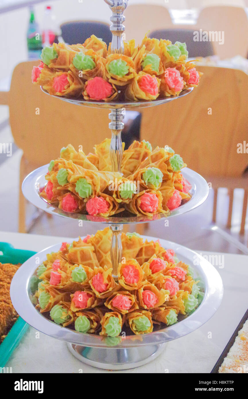 different kinds of homemade cookies onround table Stock Photo - Alamy