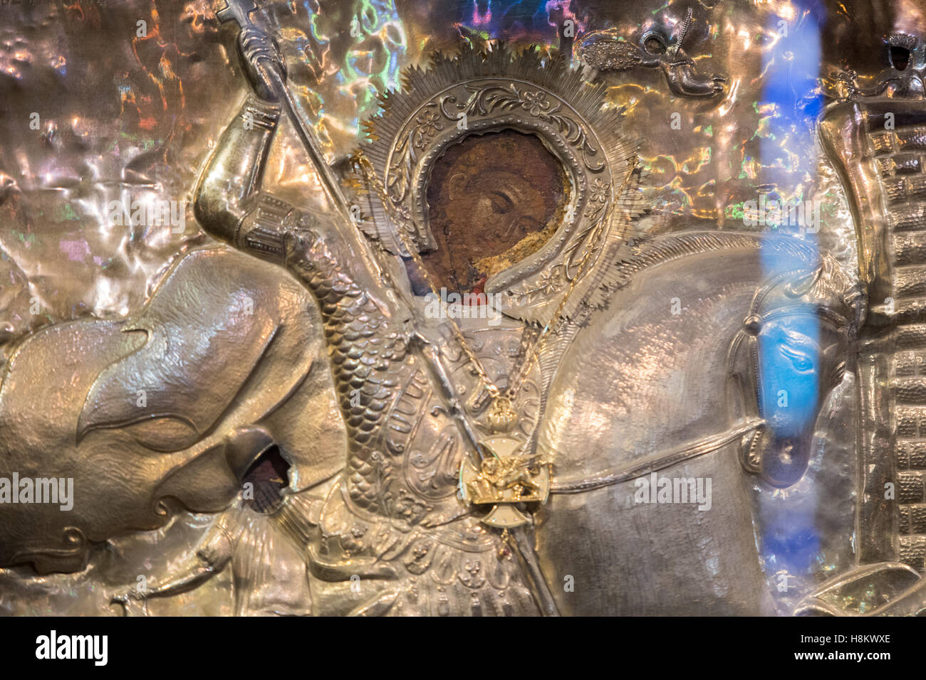 Cairo, Egypt. Detail of religious relief artwork on the interior of the ...