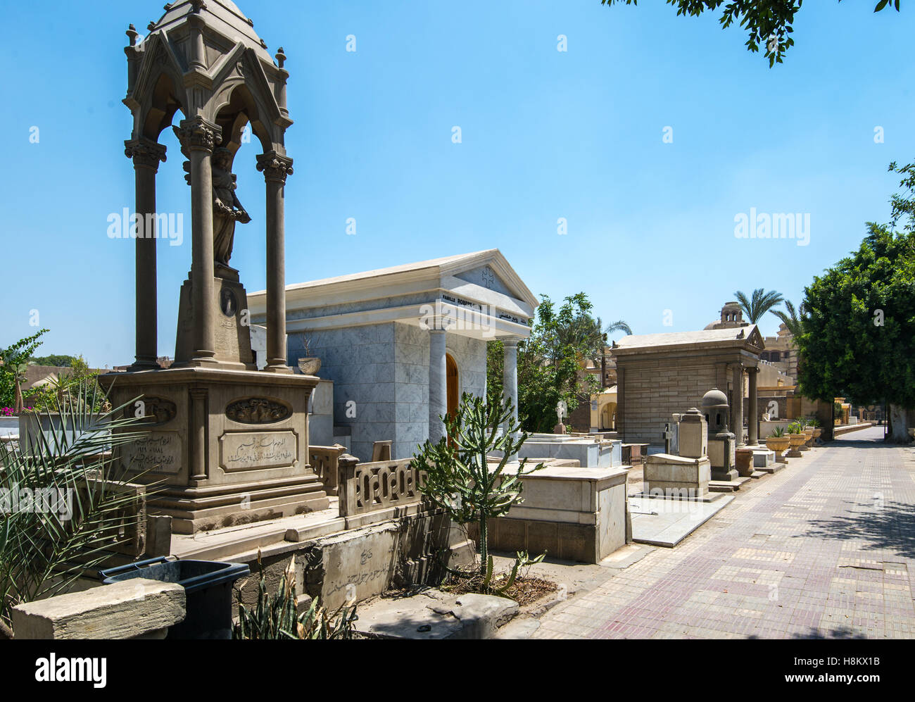 Cairo, Egypt. Greek Orthodox cemetery near the Monastery of St. George ...