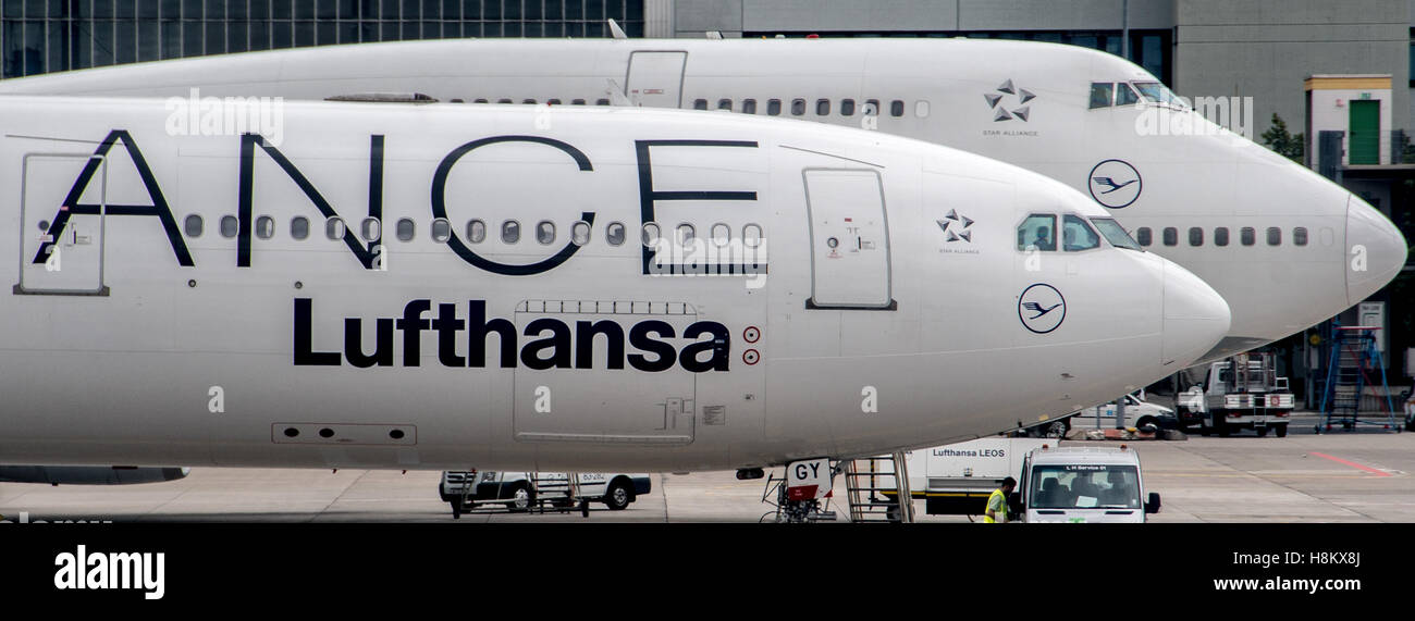 Frankfurt, Germany- Air planes at their terminals at the Frankfurt ...