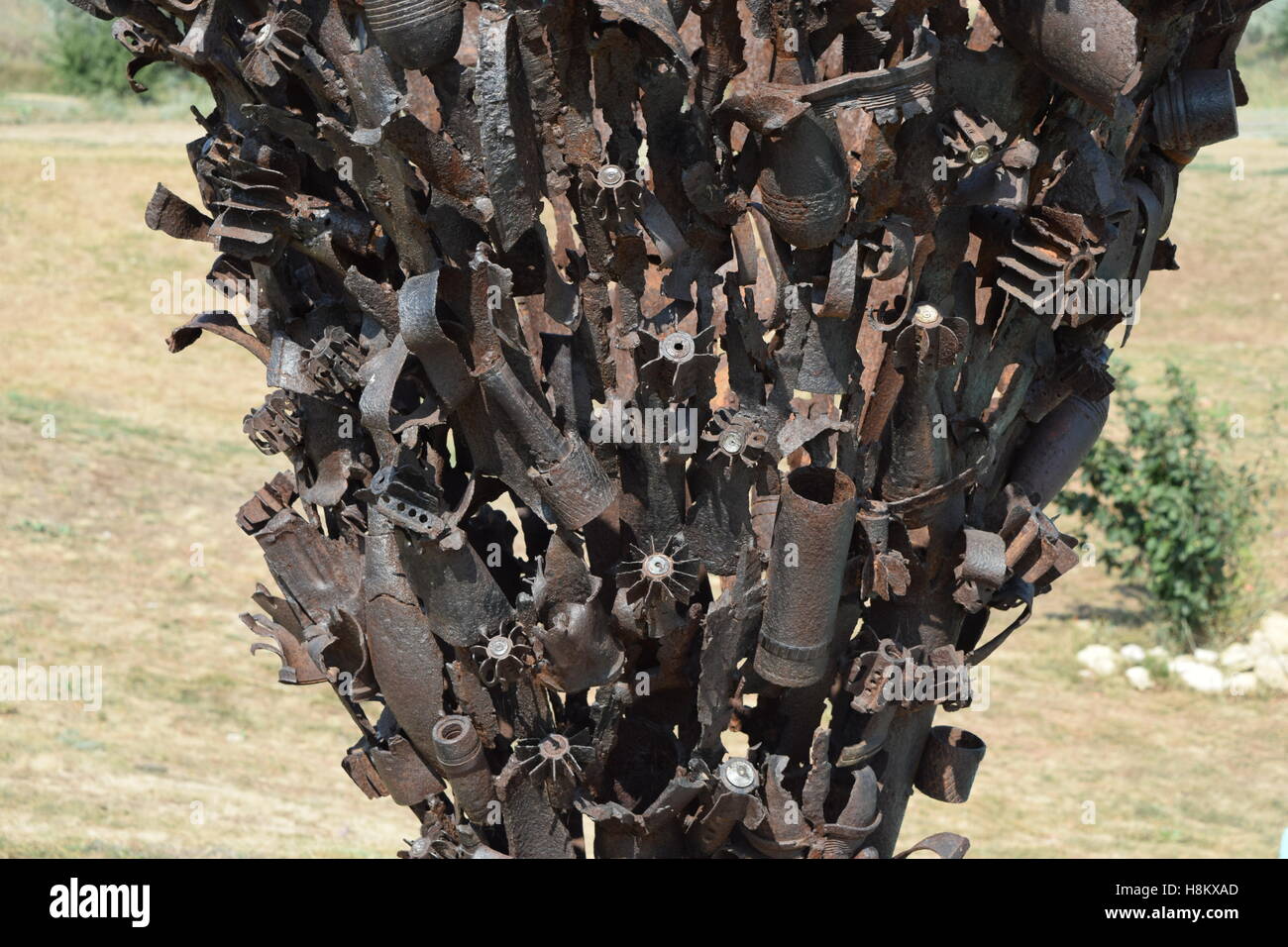Monument of mines, grenades, bullets and shell fragments. To remember ...