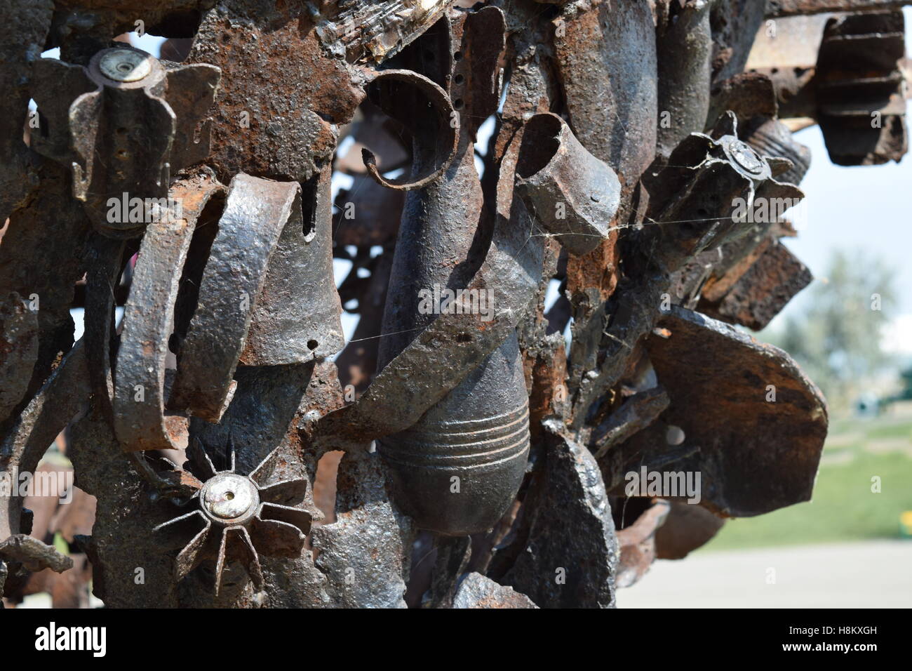 Monument of mines, grenades, bullets and shell fragments. To remember ...