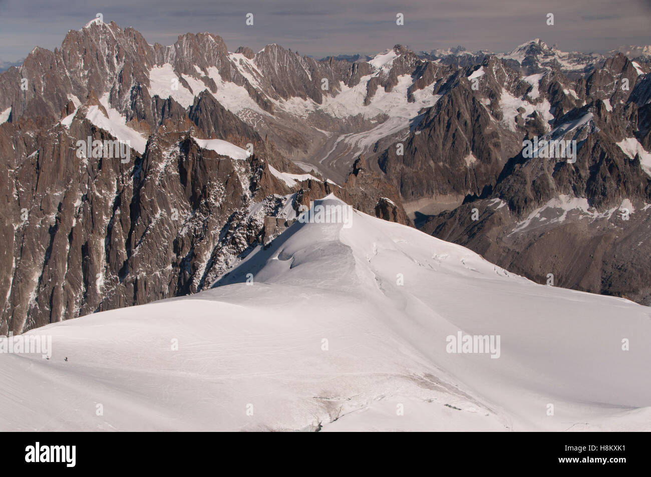 Aiguille du Plan and Les Droites as viewed from the Aiguille du Midi ...