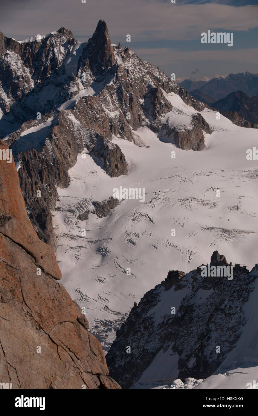 Dent du Géant and the Glacier du Géant as viewed from the Aiguille du ...