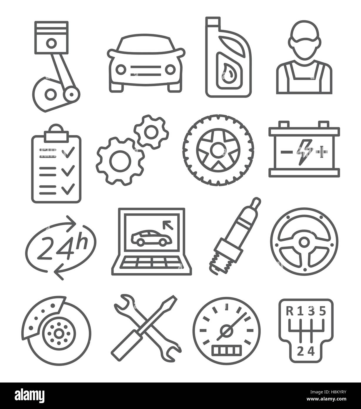 Car mechanic service icons hi-res stock photography and images - Alamy