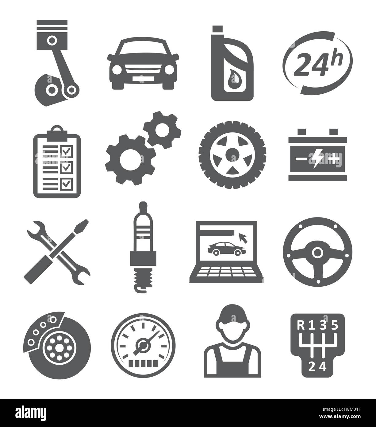 Auto service icons on white background. Vector illustration Stock ...
