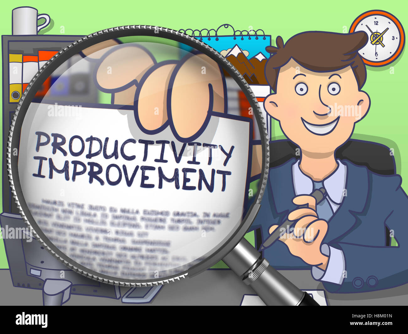 Productivity Improvement through Lens. Doodle Concept Stock Photo - Alamy