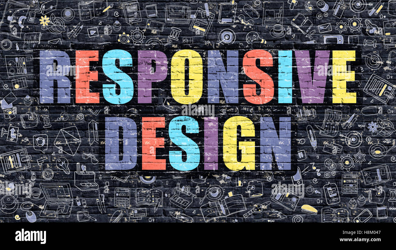 Responsive Design on Dark Brick Wall Stock Photo - Alamy