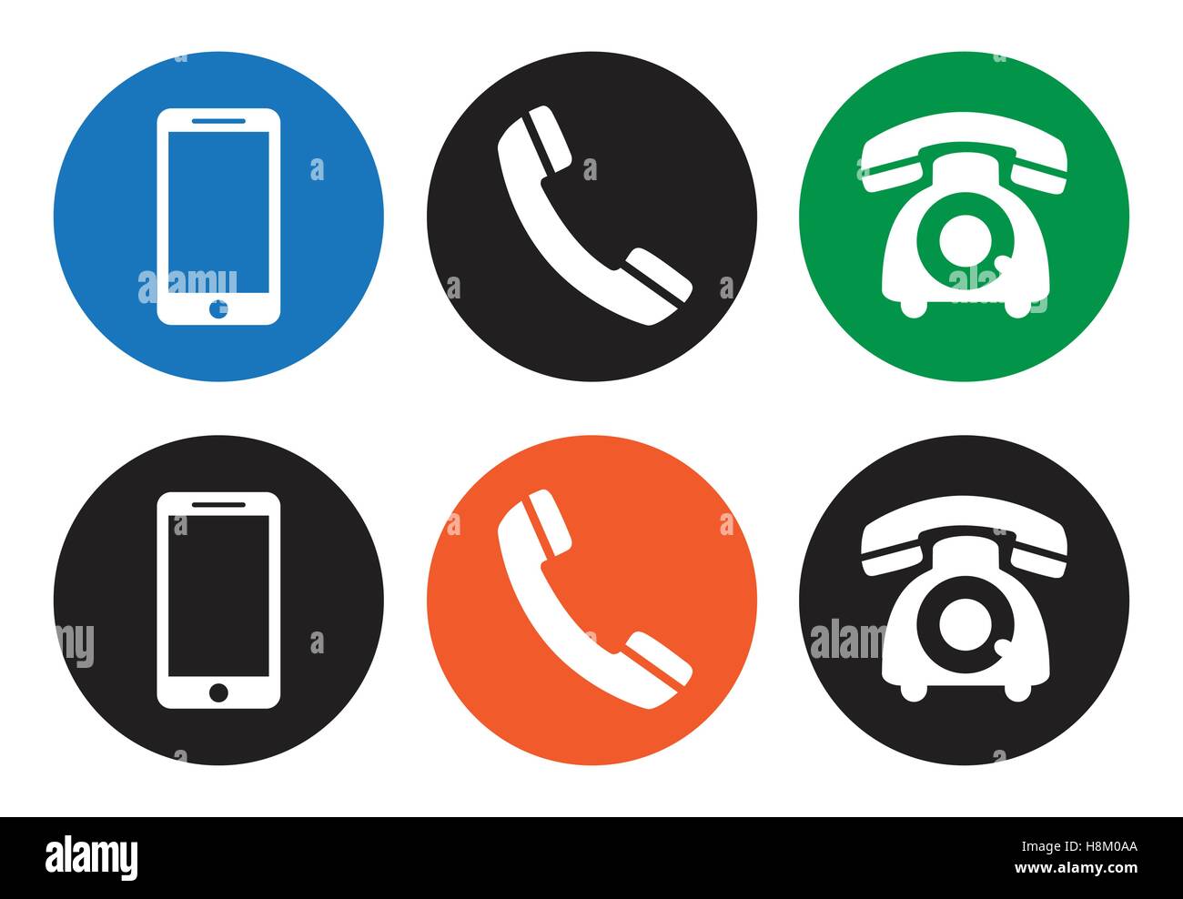 Basic Telephone set icons on white background Stock Vector Image & Art ...