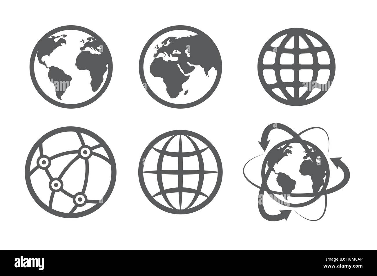 Gray Globe earth icons set on white background Stock Vector Image & Art ...